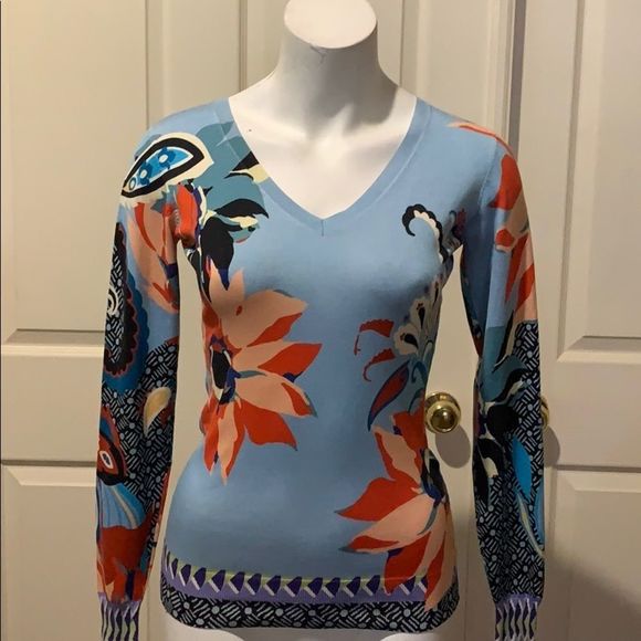 Etro | Sweaters | Etro Milano Floral Print Sweater Small | Poshmark